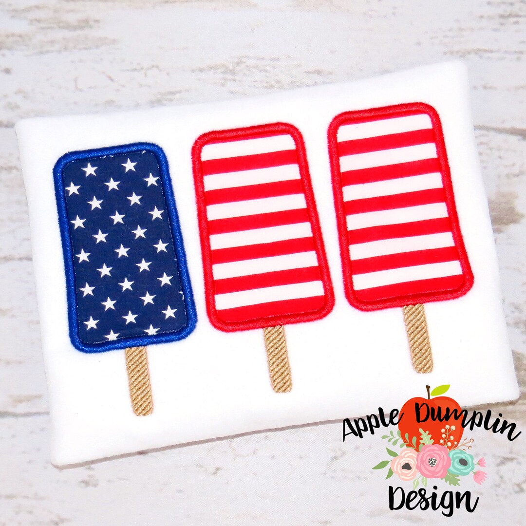 4th of July Popsicle Trio Applique Machine Embroidery Design, American ...
