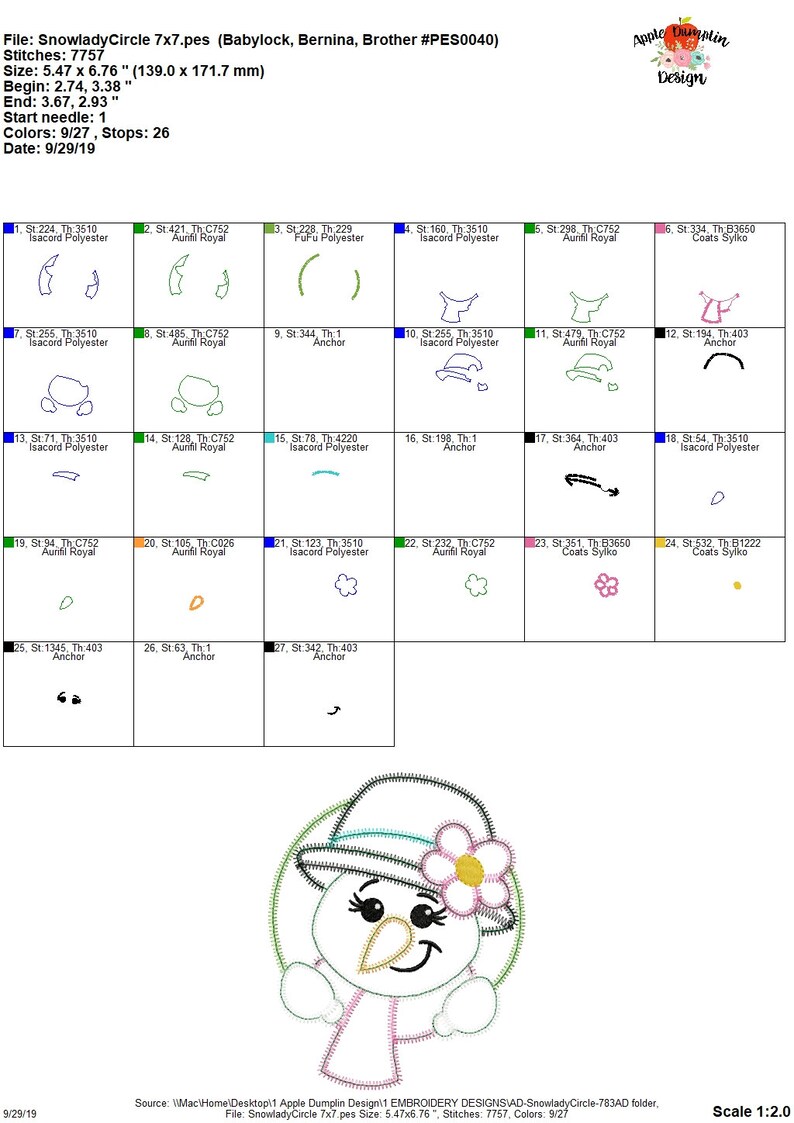 Snow Lady Girl Zigzag Applique Design Embroidery Design | Etsy