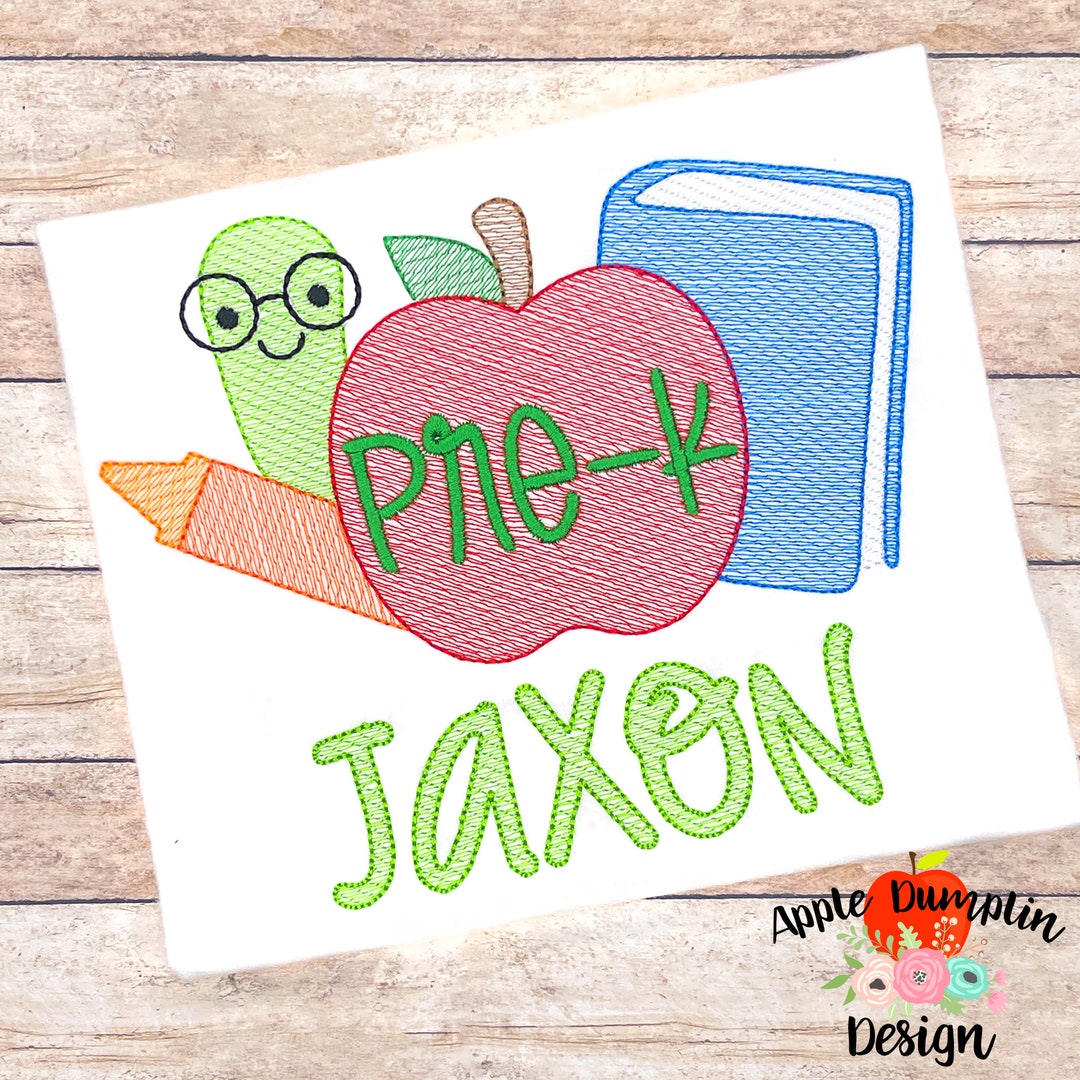 Bookworm, Sketch, Embroidery Design, Instant Download, Apple, Back to ...