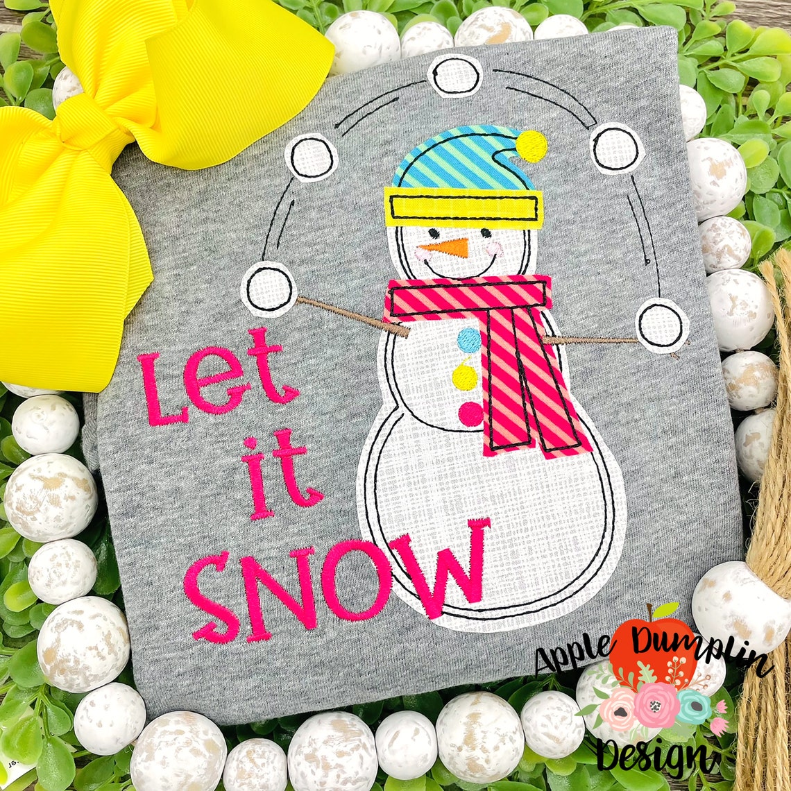 Juggling Snowman, Bean Stitch, Applique Design, Girl Christmas, Boy ...