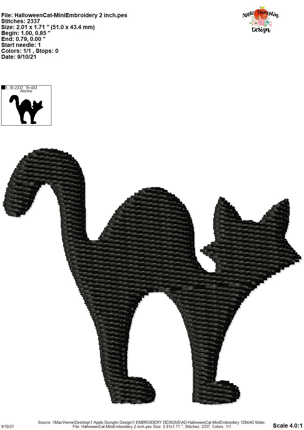 Halloween Cat Mini Machine Embroidery Instant Download | Etsy