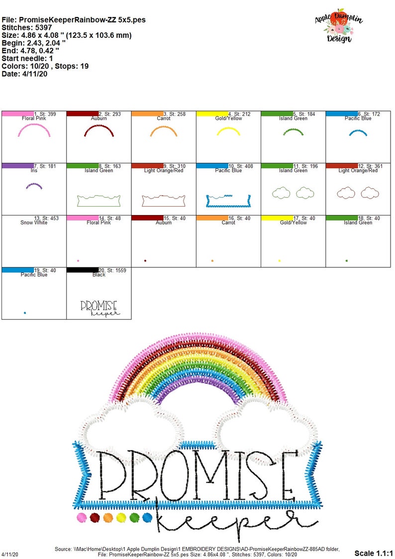 Promise Keeper, Rainbow, Zigzag, Applique Design, Machine Embroidery ...