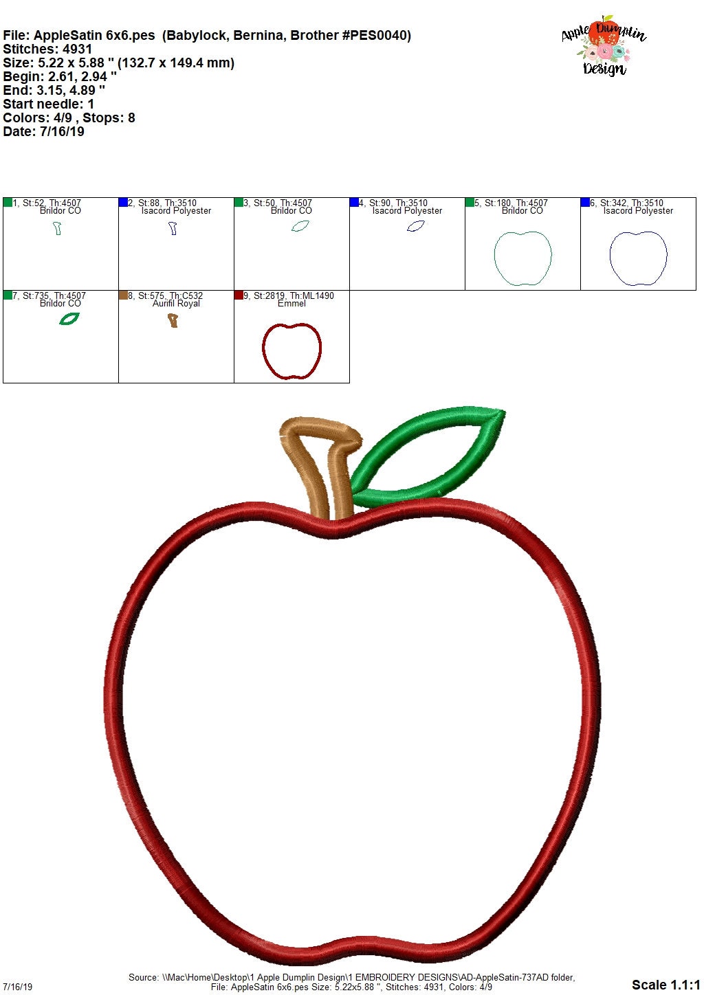 Apple, Applique Design, Machine Embroidery, Instant Download, School ...