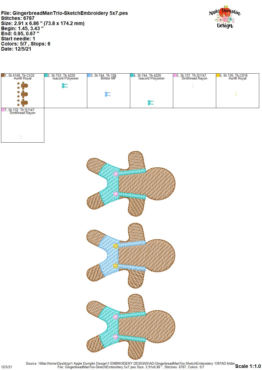 Gingerbread Man Trio Sketch Embroidery Machine Embroidery - Etsy