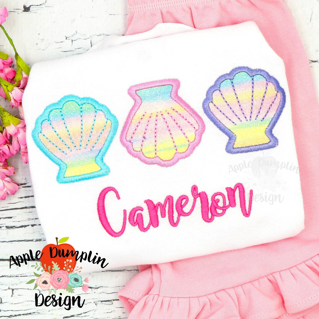 Shell Trio, Applique Design, Instant Download, 4x4, 5x5, 5x7, 6x10, 8x8 ...