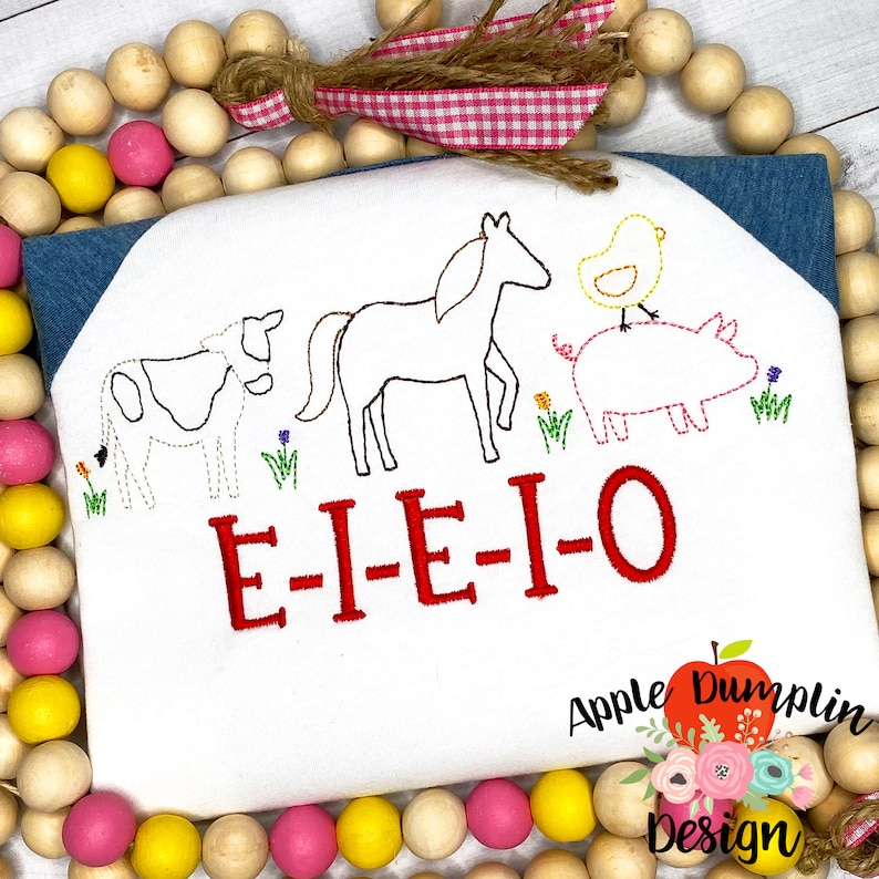 Farm Animals Outline Embroidery Design Machine Embroidery - Etsy