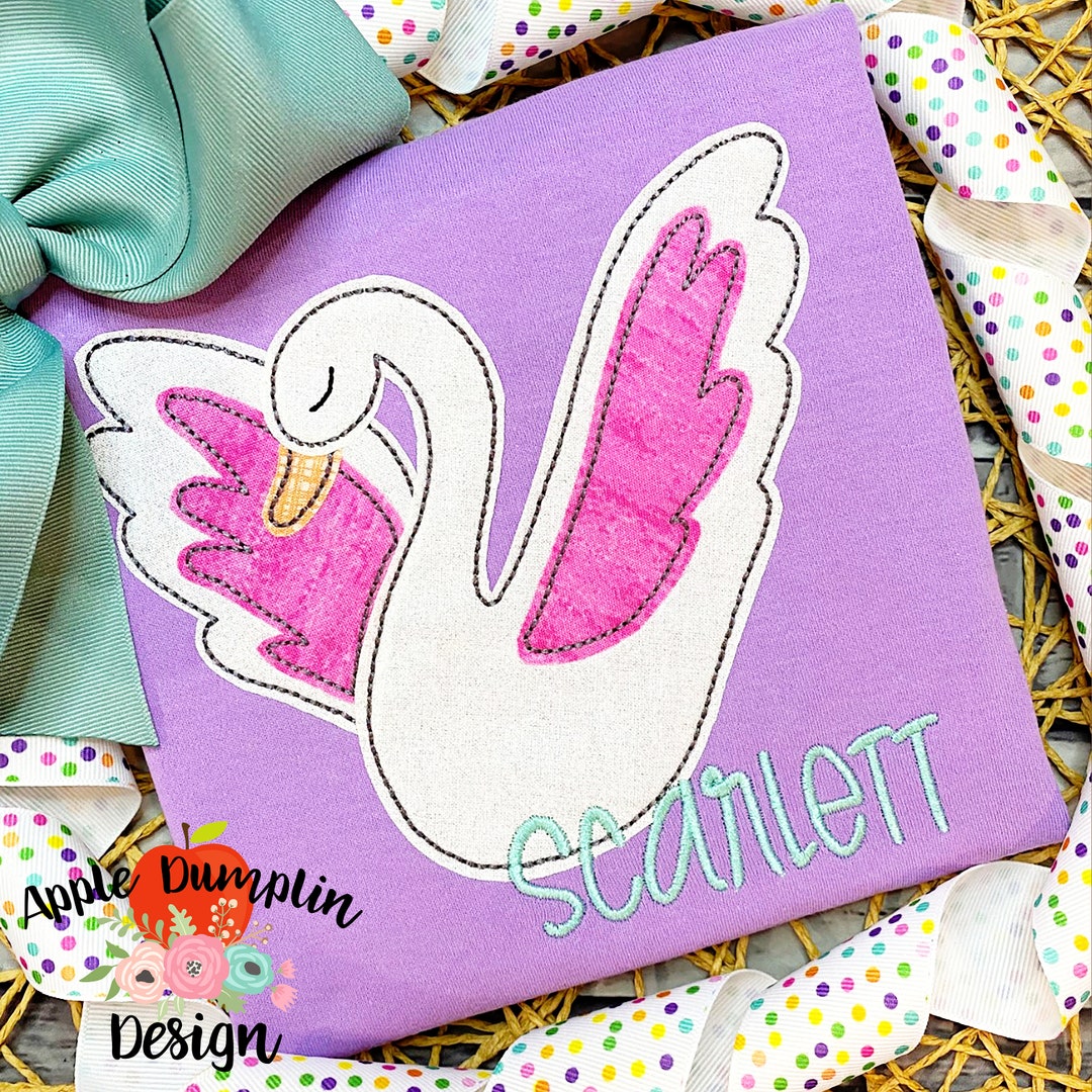 Swan, Bean Stitch Applique, Applique Design, Animal, Instant Download ...
