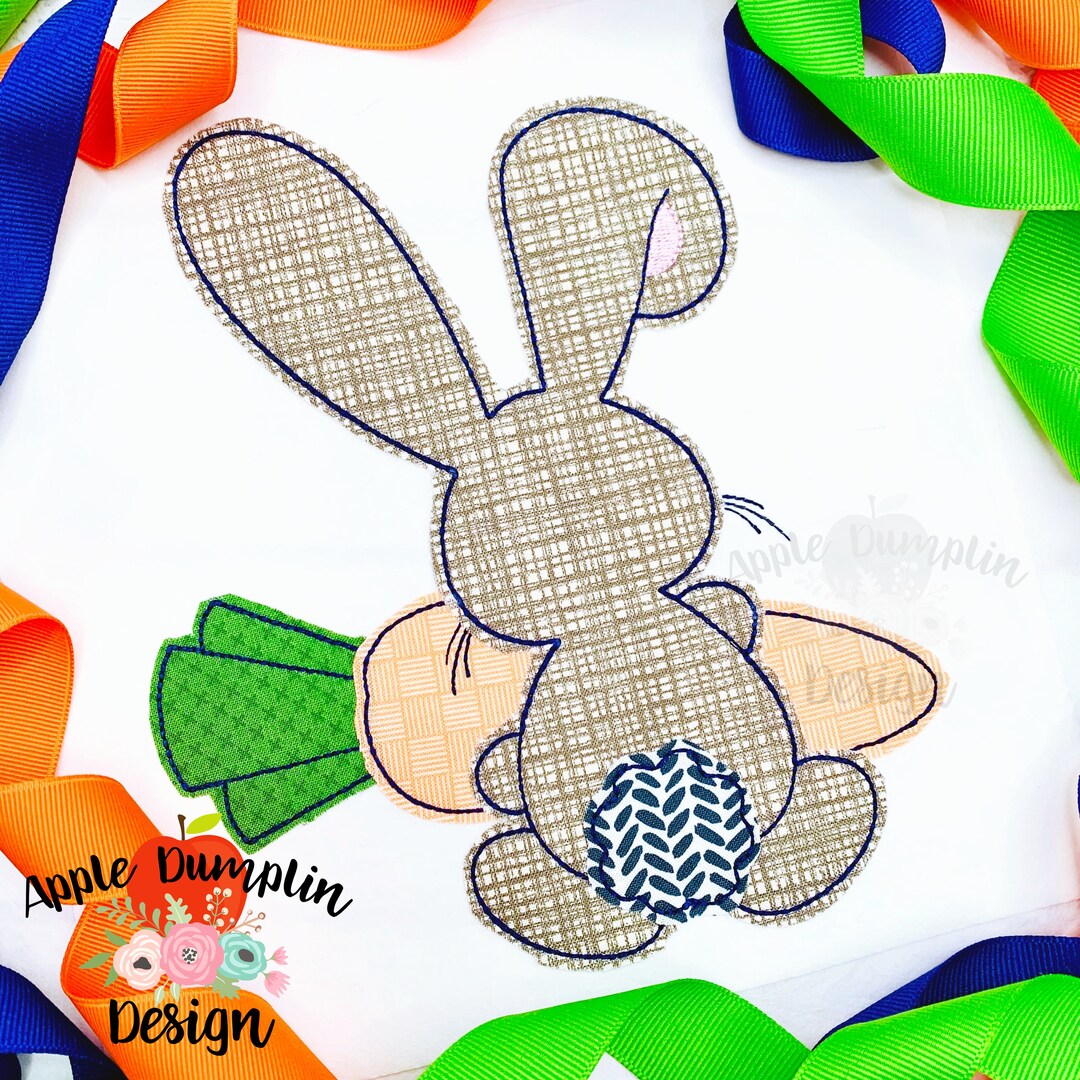 Bunny Backside, Bean Stitch, Applique Design, Machine Embroidery, Instant Download, Easter ...