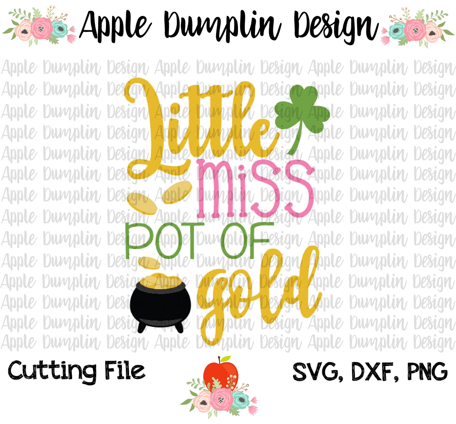 Little Miss Pot of Gold, Cutting File, SVG, DXF, PNG, Vector File ...