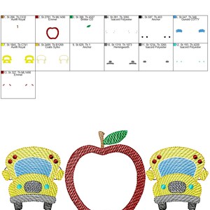3 in a Row, Bus Apple Trio, Sketch Embroidery Design, Back to School ...