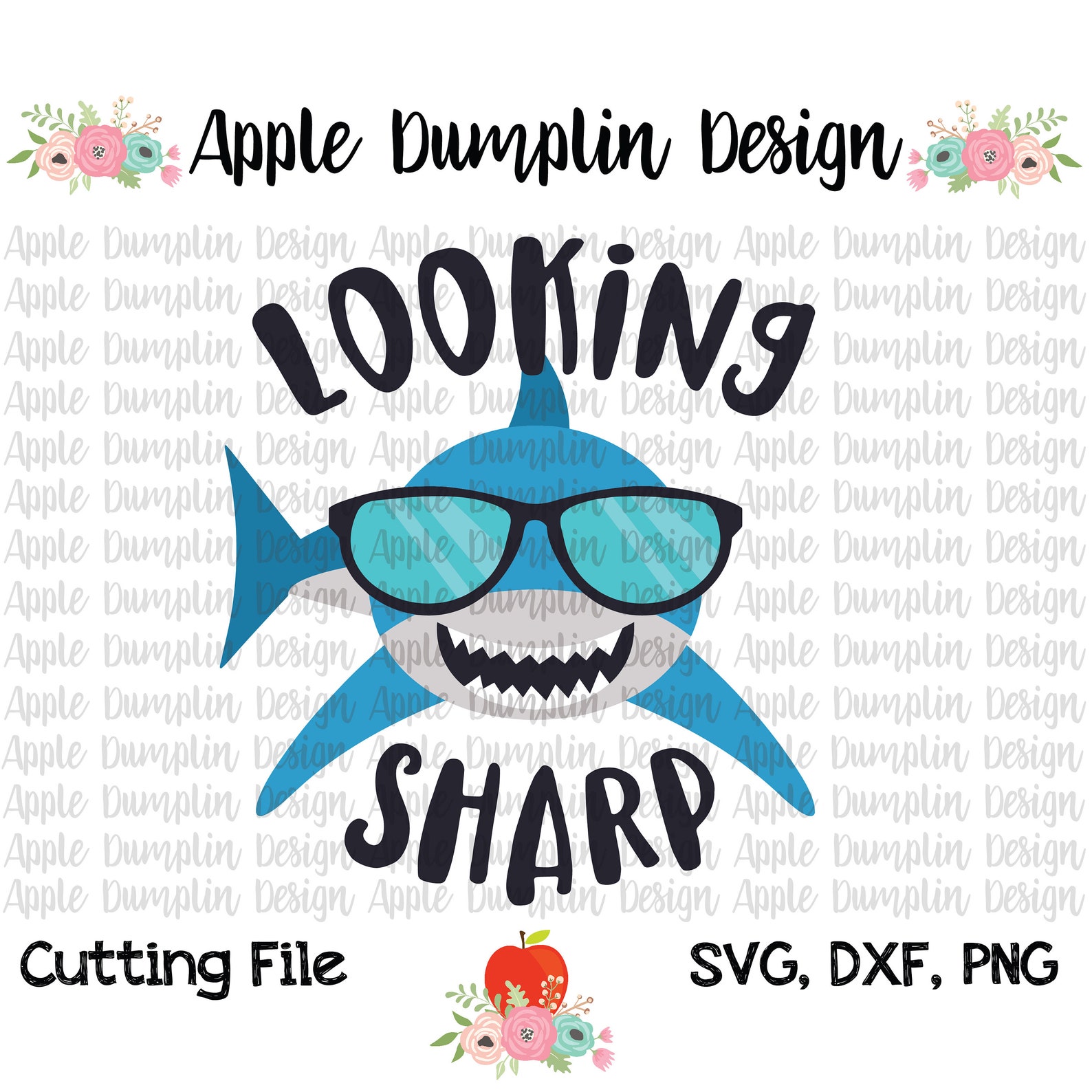 Looking Sharp Shark Cutting File SVG DXF PNG Vector File | Etsy