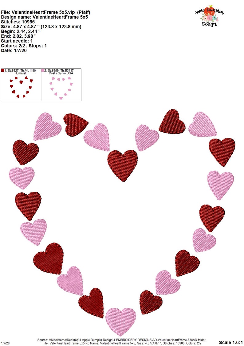 Valentine Heart Frame Embroidery Design Machine Embroidery - Etsy