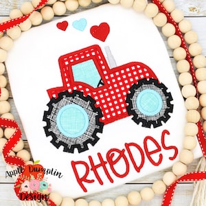 Valentine Tractor, Satin, Applique Design, Embroidery Design, Tractor ...