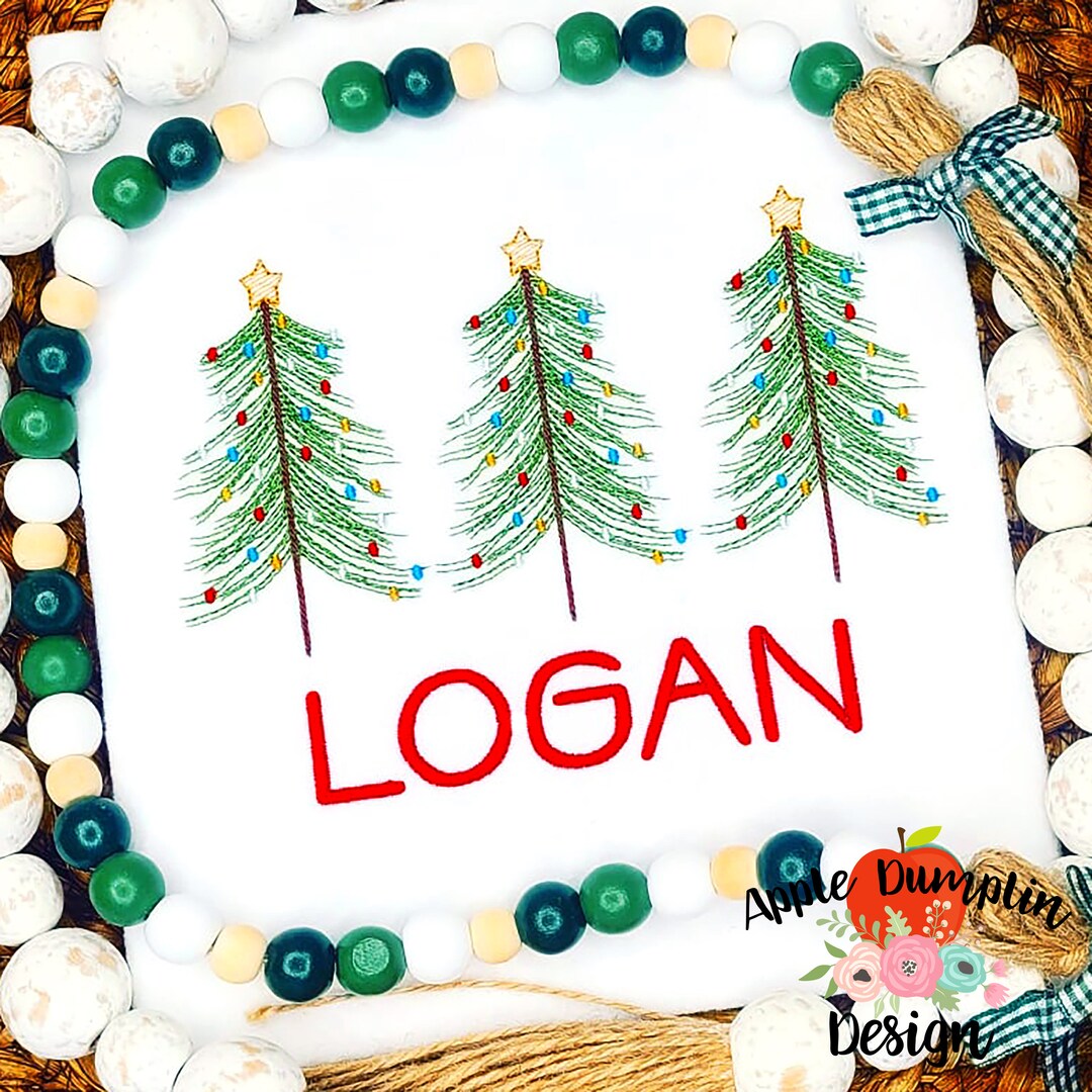 Christmas Tree Trio, Vintage Embroidery, Christmas, Holiday, Christmas ...