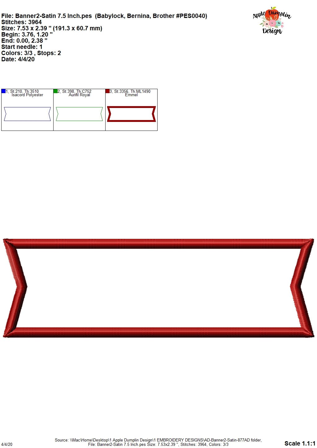 Banner Satin Stitch Applique Design Machine Embroidery - Etsy