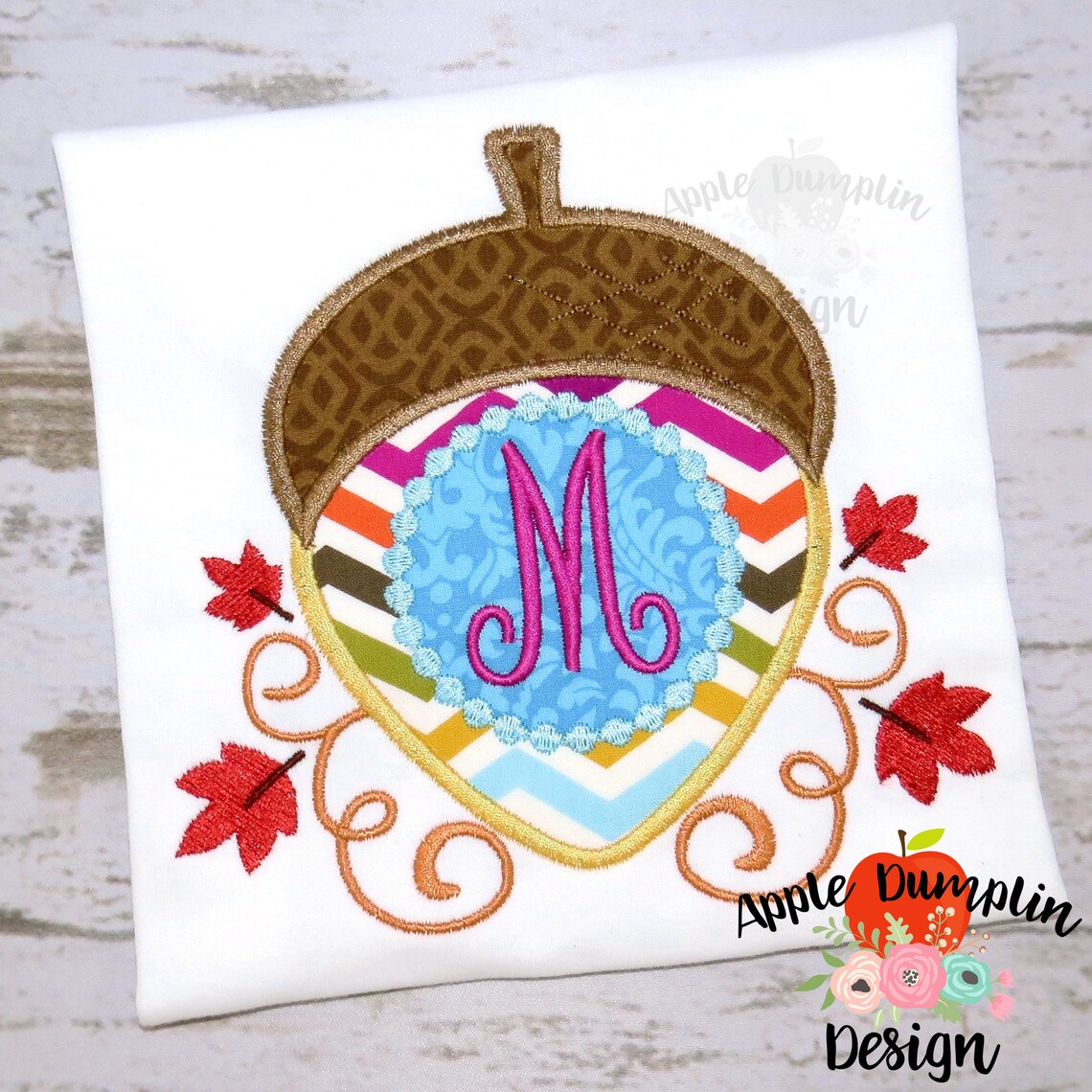 Whimsical Monogram Acorn With Leaves Applique Machine - Etsy