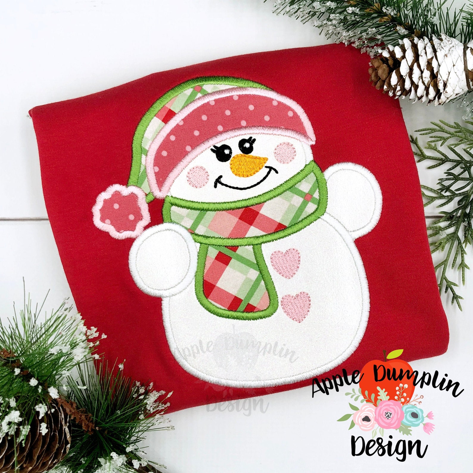 Snowman With Toboggan GIRL Applique Design Embroidery | Etsy