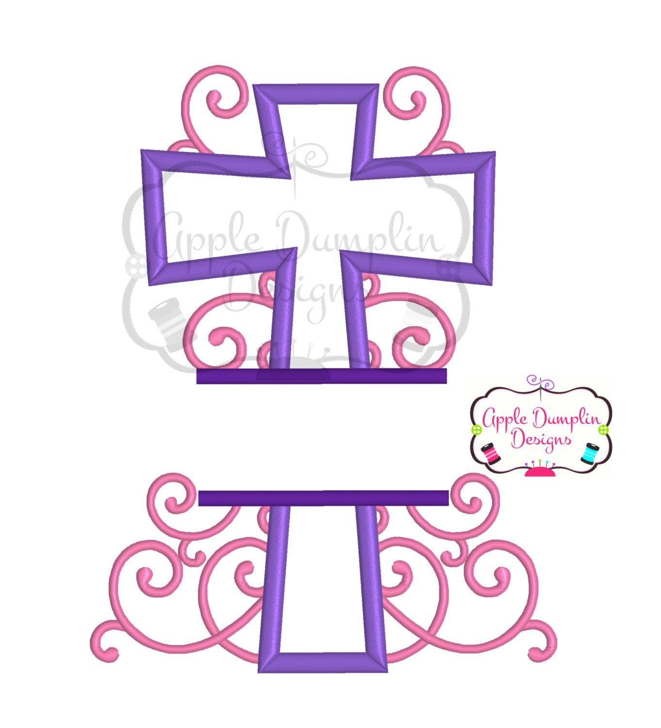 Whimsical Cross Split Applique Design Machine Embroidery | Etsy