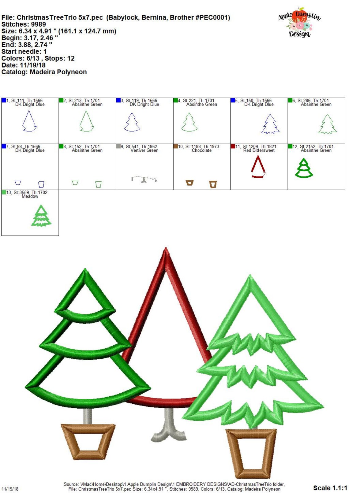 Christmas Tree Trio Applique Design Machine Embroidery - Etsy