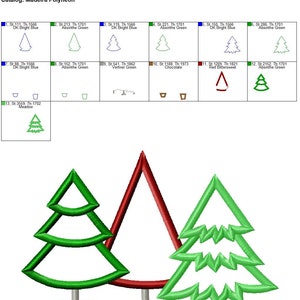 Christmas Tree Trio, Applique Design, Machine Embroidery, Instant ...
