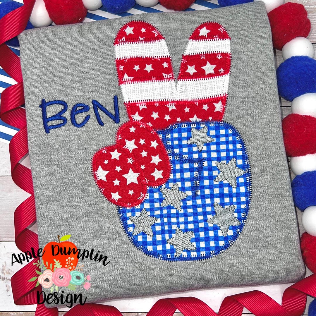 4th of July Peace Sign, Zigzag Stitch, Applique Design, Embroidery ...