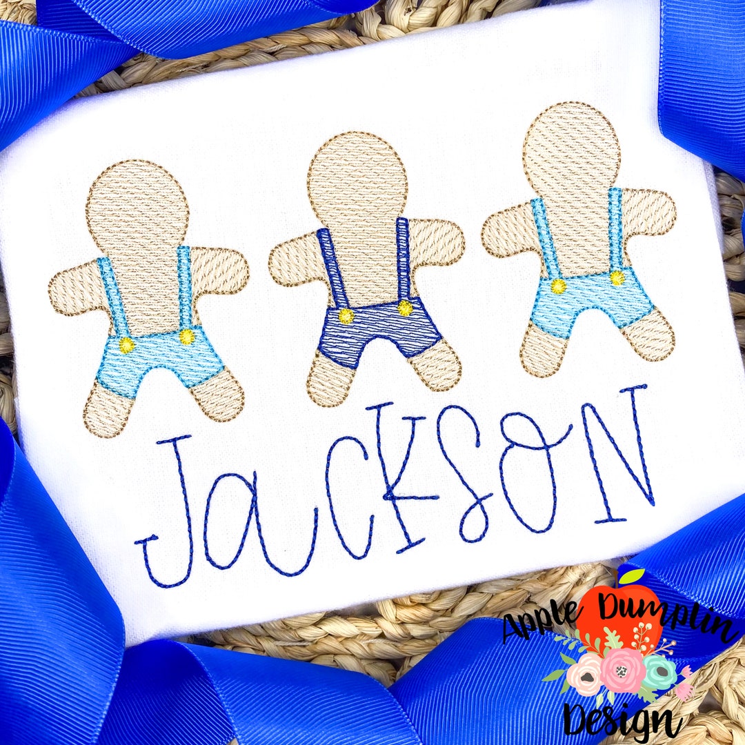 Gingerbread Man Trio, Sketch Embroidery, Machine Embroidery, Christmas ...