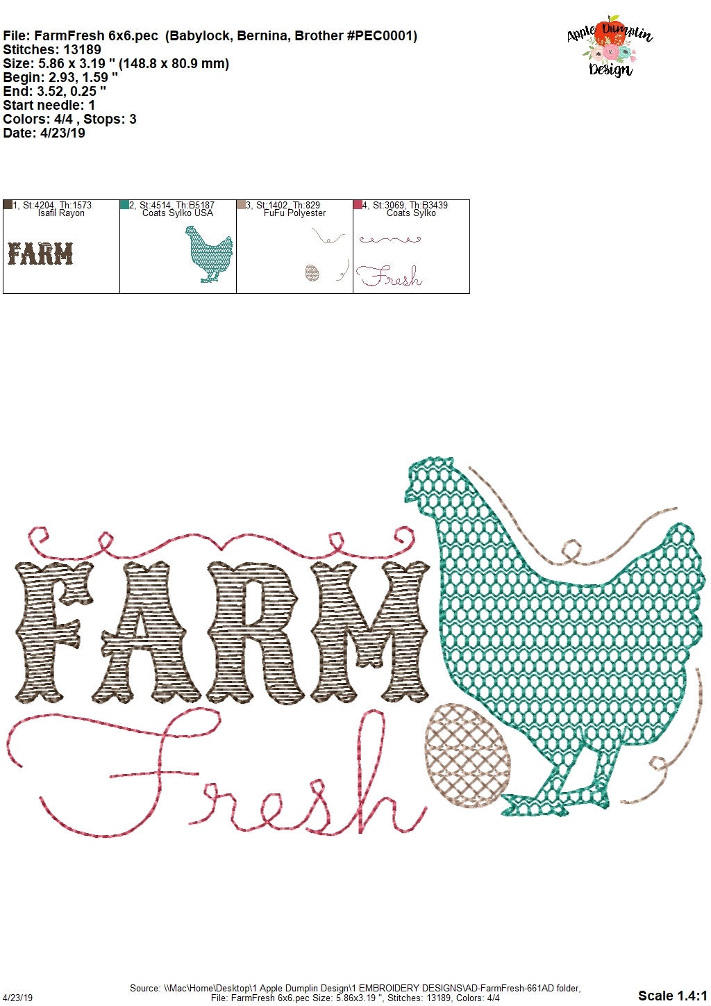 Farm Fresh Machine Embroidery Design Instant Download 5x5 - Etsy