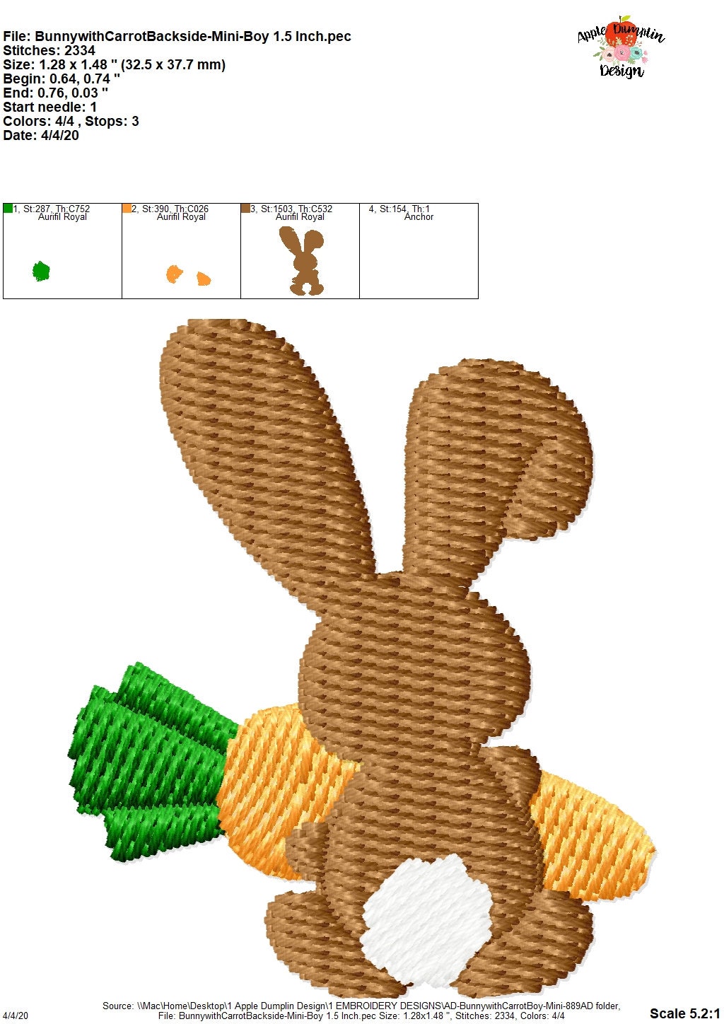 Bunny Backside Mini Machine Embroidery Instant Download | Etsy