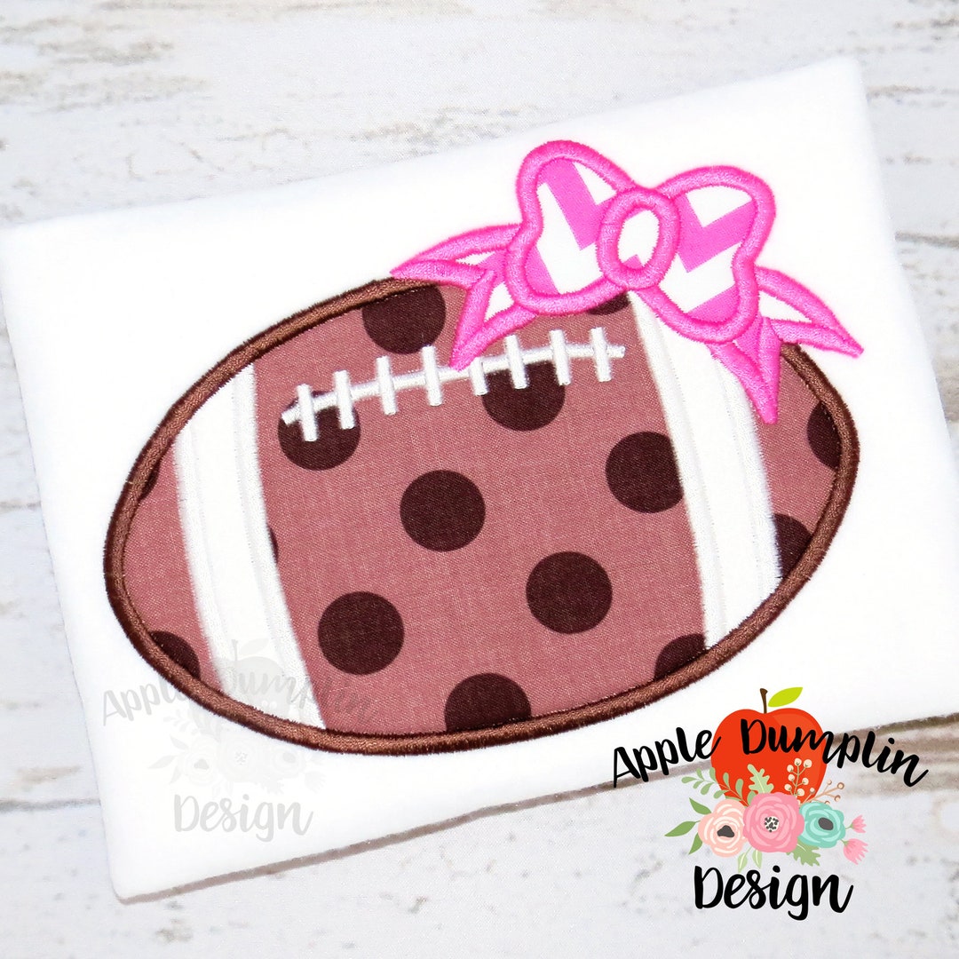 Football With Bow Applique Design, Machine Embroidery Design ...