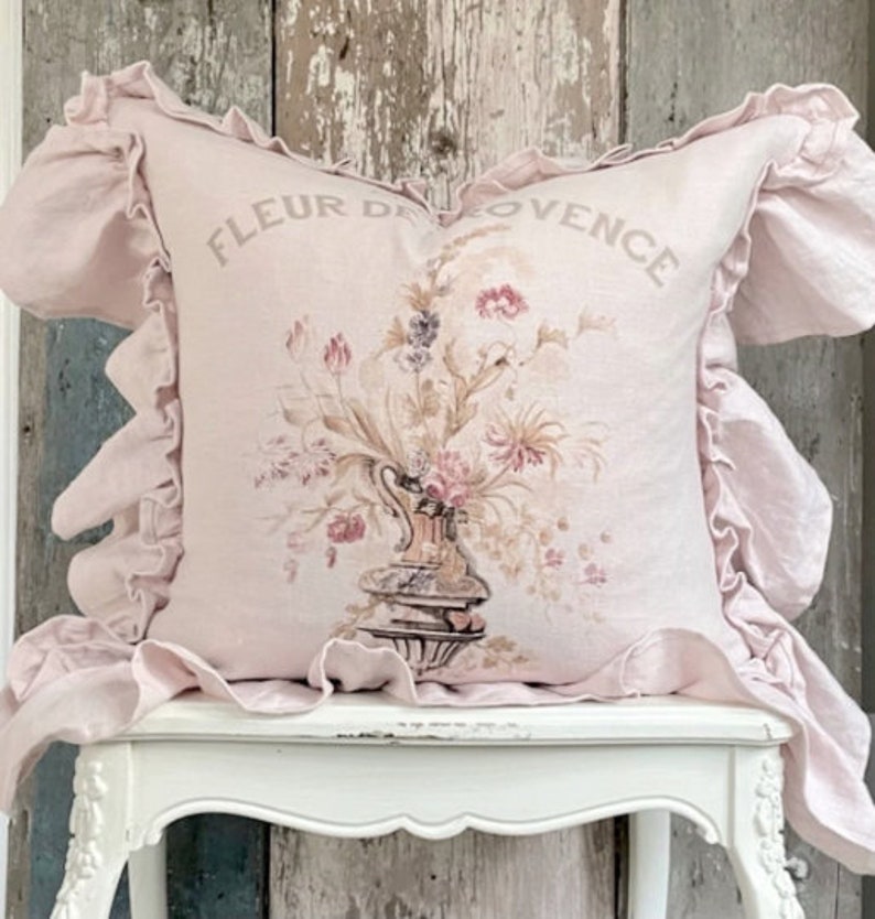 Blush Pink Ruffle Pillow Cover French Country Pillow Cover. - Etsy