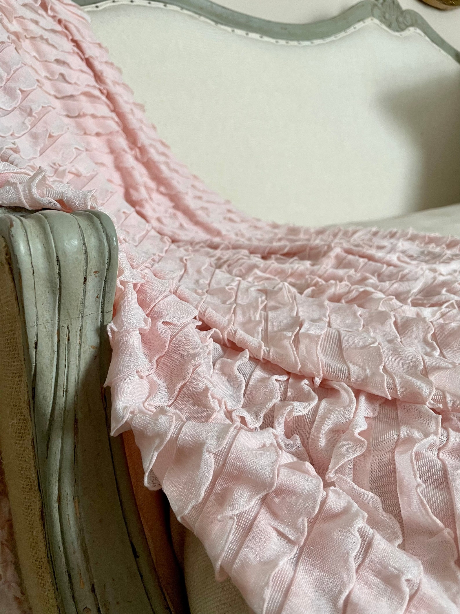 Pink Ruffle Throw. Ruffled Blanket. Romantic Photography Prop. Sheer ...
