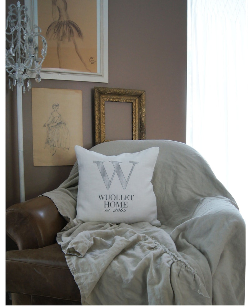 Personalized Home Decor Ticking Stripe Initial Pillow Cover - Etsy