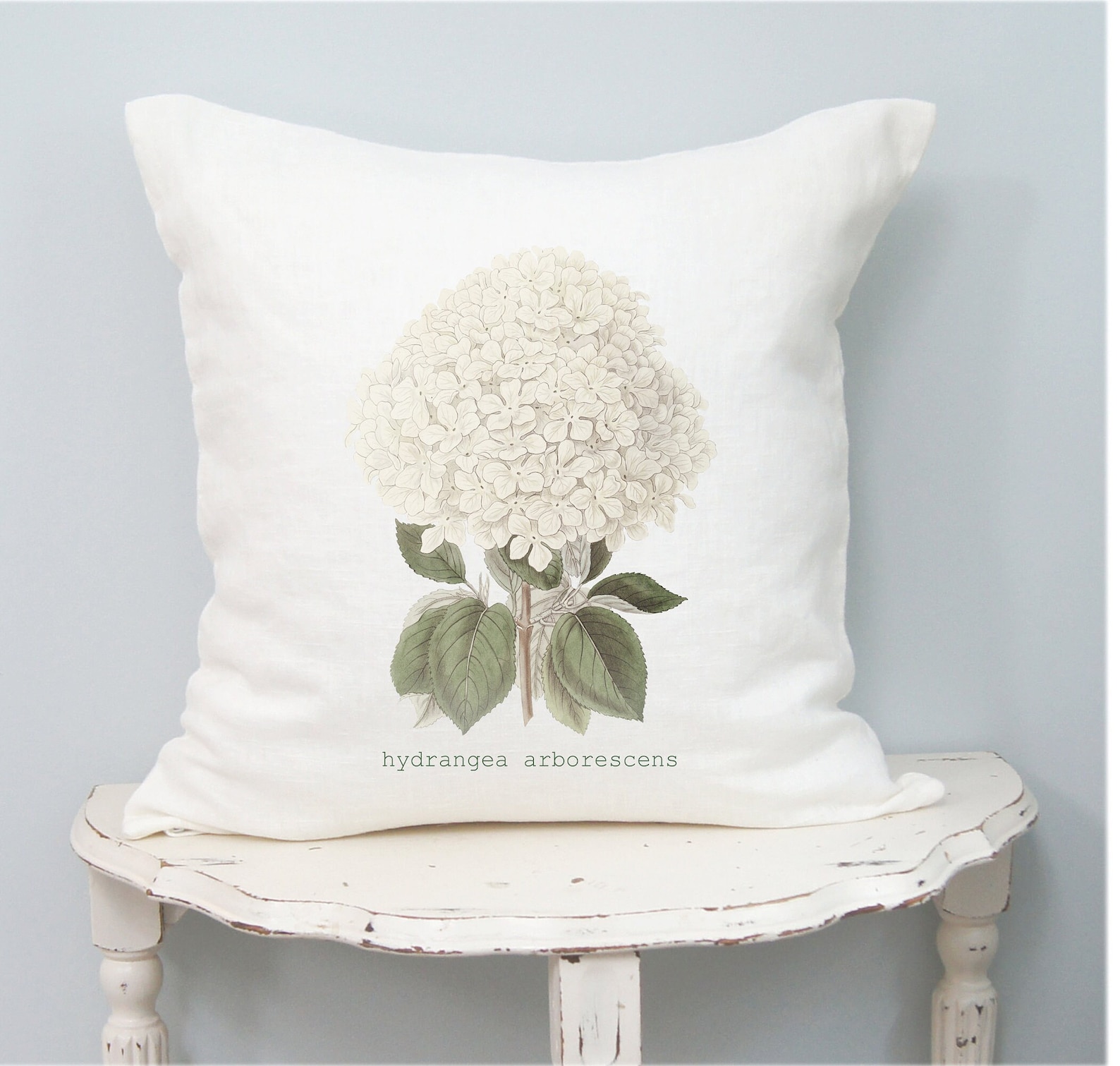 Floral Hydrangea Pillow Cover, Shabby French Farmhouse Country Pillow ...