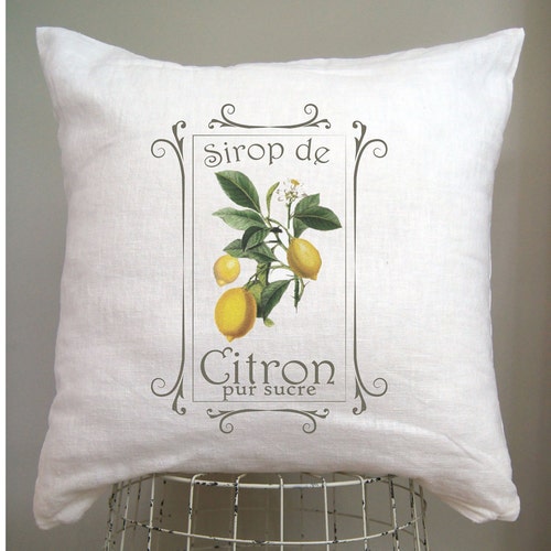 Lemon French Linen Pillow Cover Farmhouse Decor Rustic - Etsy