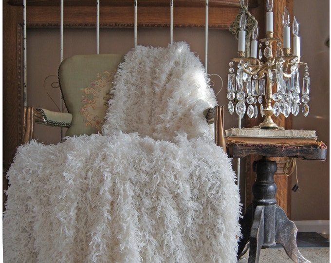 Ivory Shag Fur Throw. Elegant Photography Prop. Cottage Chic Romantic ...