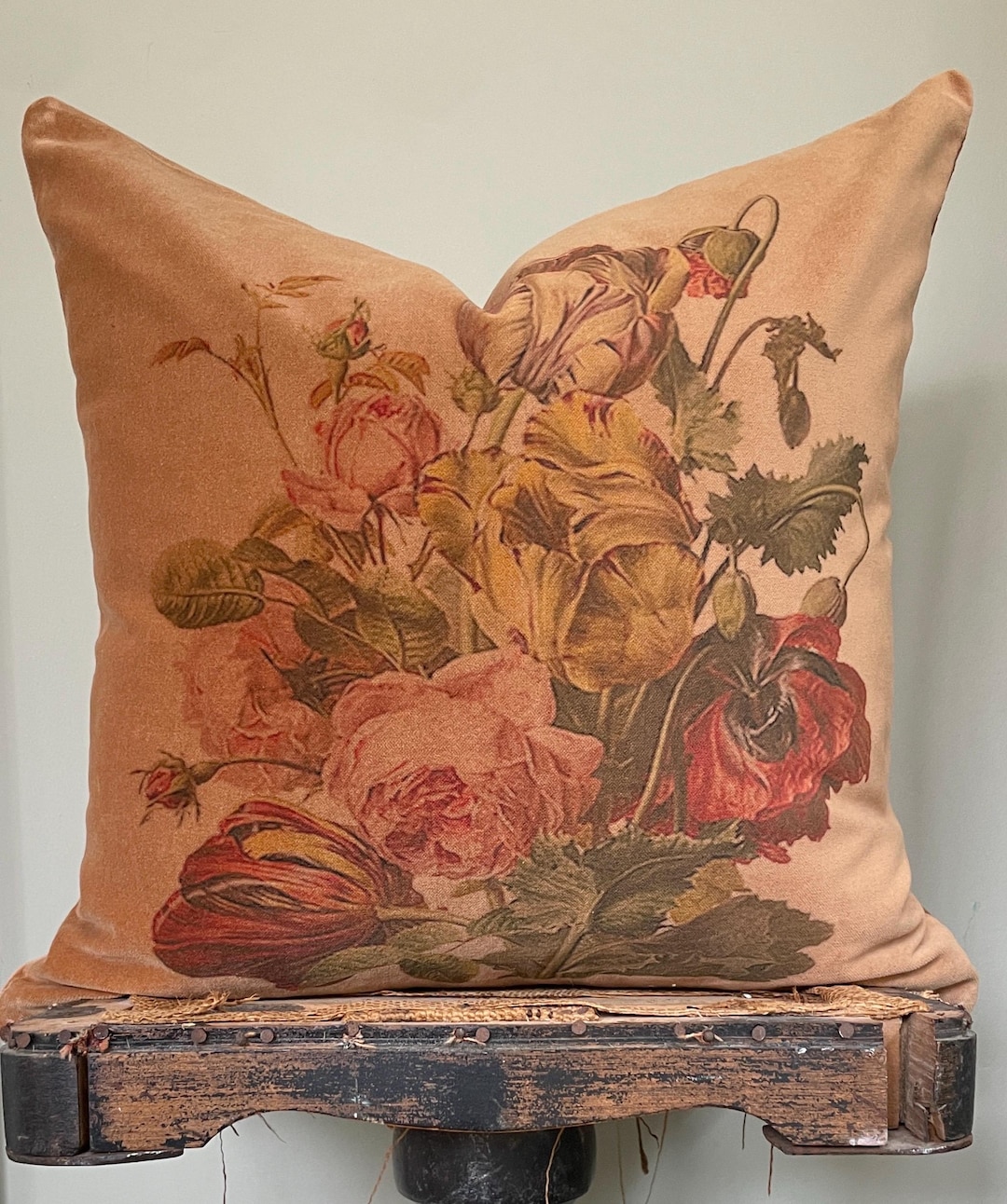 Floral Velvet Pillow Cover, Decorative Fall Farmhouse Throw Pillow ...