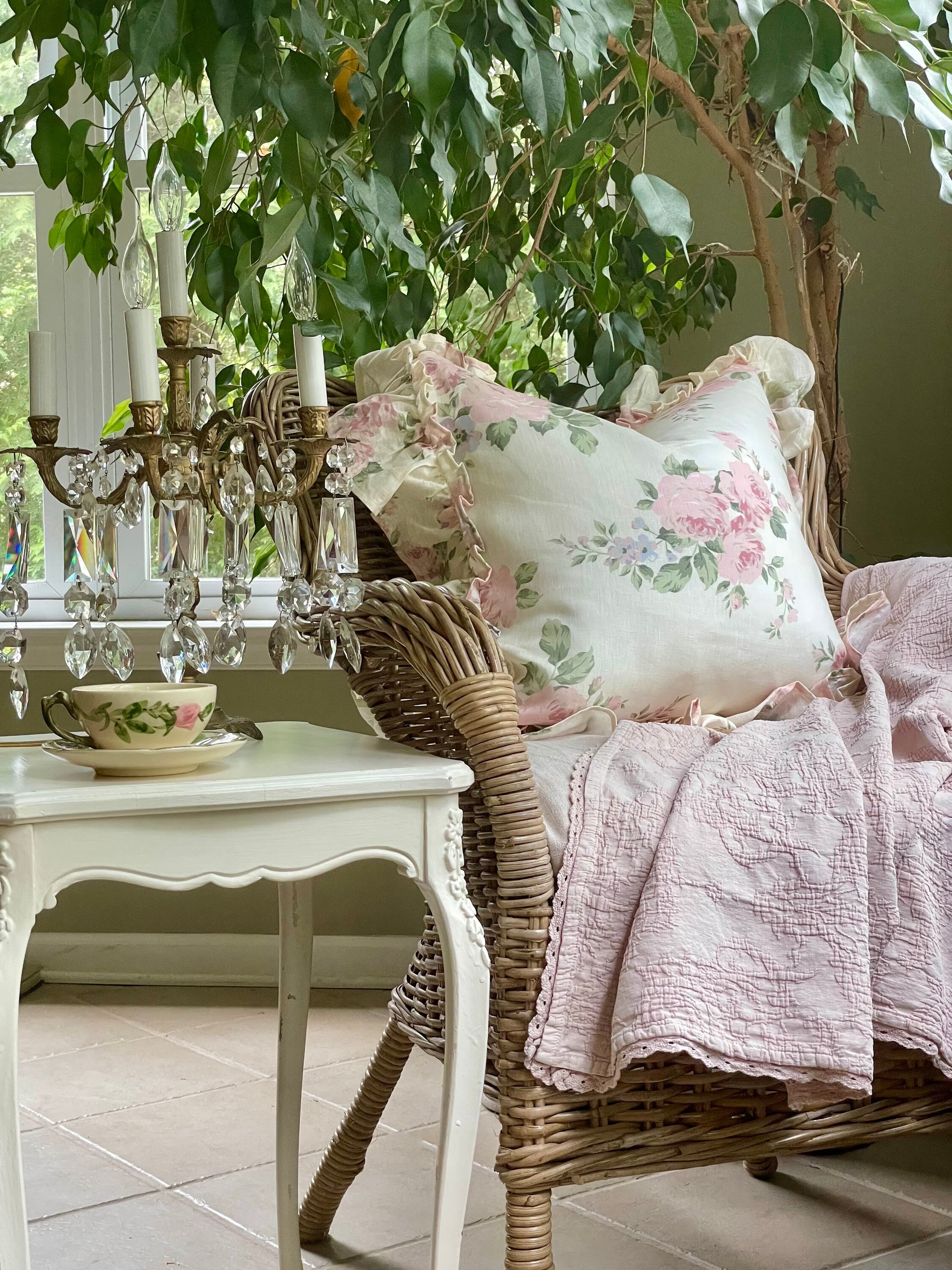 Dusty Rose Matelasse Throw Blanket With Crochet Edge Shabby - Etsy