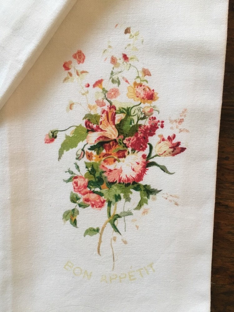 Vintage Floral Tea Towel Set Botanical Flower Linen - Etsy