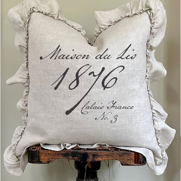 French Script Pillow - Etsy