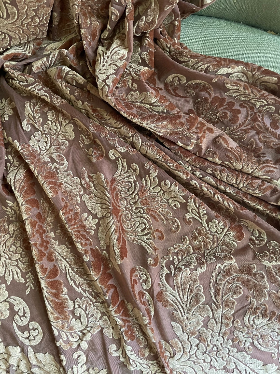 Golden Rust Velvet Fringe Throw, Cottage Chic Blanket, Elegant Bed ...