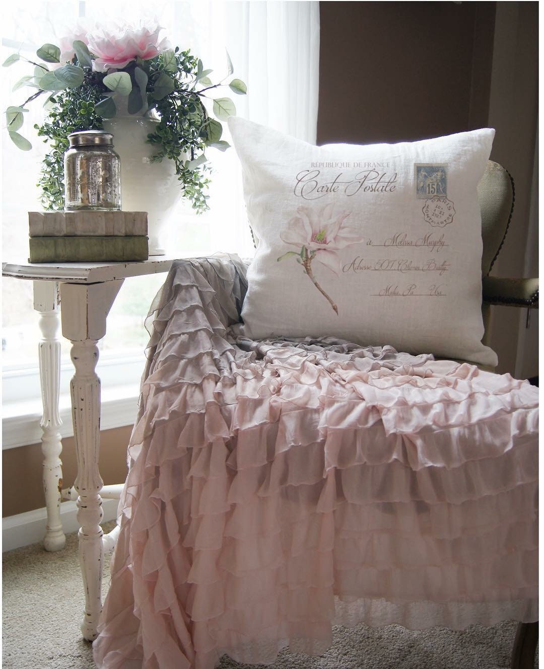 Magnolia Custom Postcard Pillow Cover, Shabby Farmhouse, French Country ...