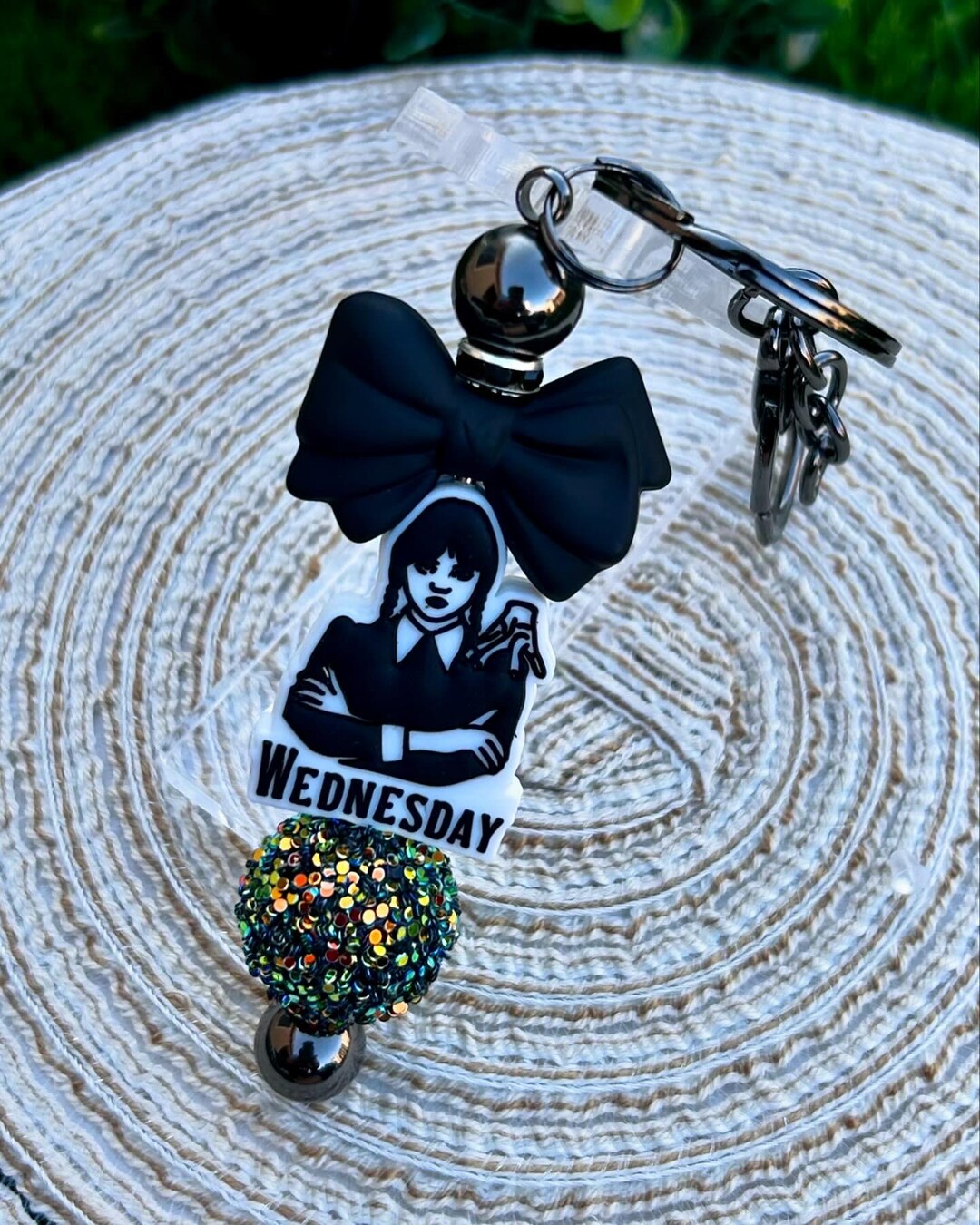 Wednesday Addams Inspired Keychain Handmade Silicone Bead Accessories ...