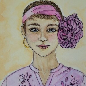 Kalina, Art Painting Abstract, Means Flower, Mixed Media Portrait, She ...