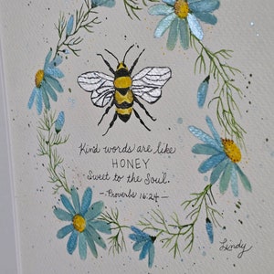 A Proverb, Art Watercolor Painting, Honeybee Bumblebee Flowers, Daisies ...