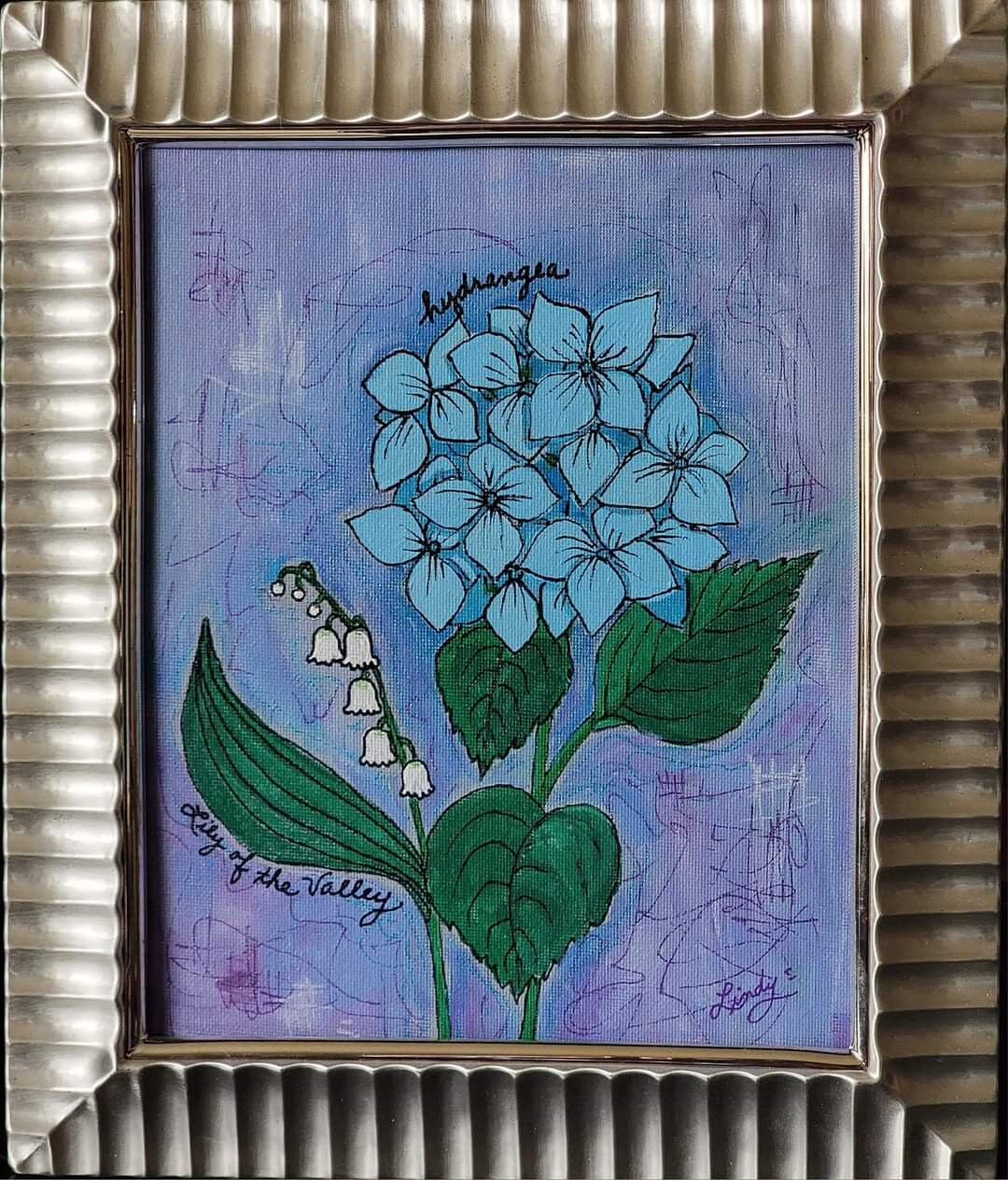 Two Blossoms, Hydrangea, Lily of Valley, Art Painting, Mixed Media ...