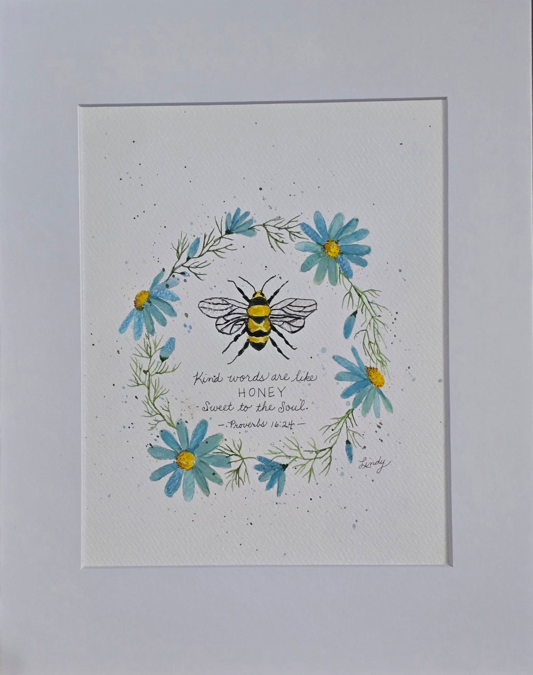 A Proverb, Art Watercolor Painting, Honeybee Bumblebee Flowers, Daisies ...
