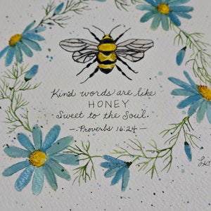 A Proverb, Art Watercolor Painting, Honeybee Bumblebee Flowers, Daisies ...