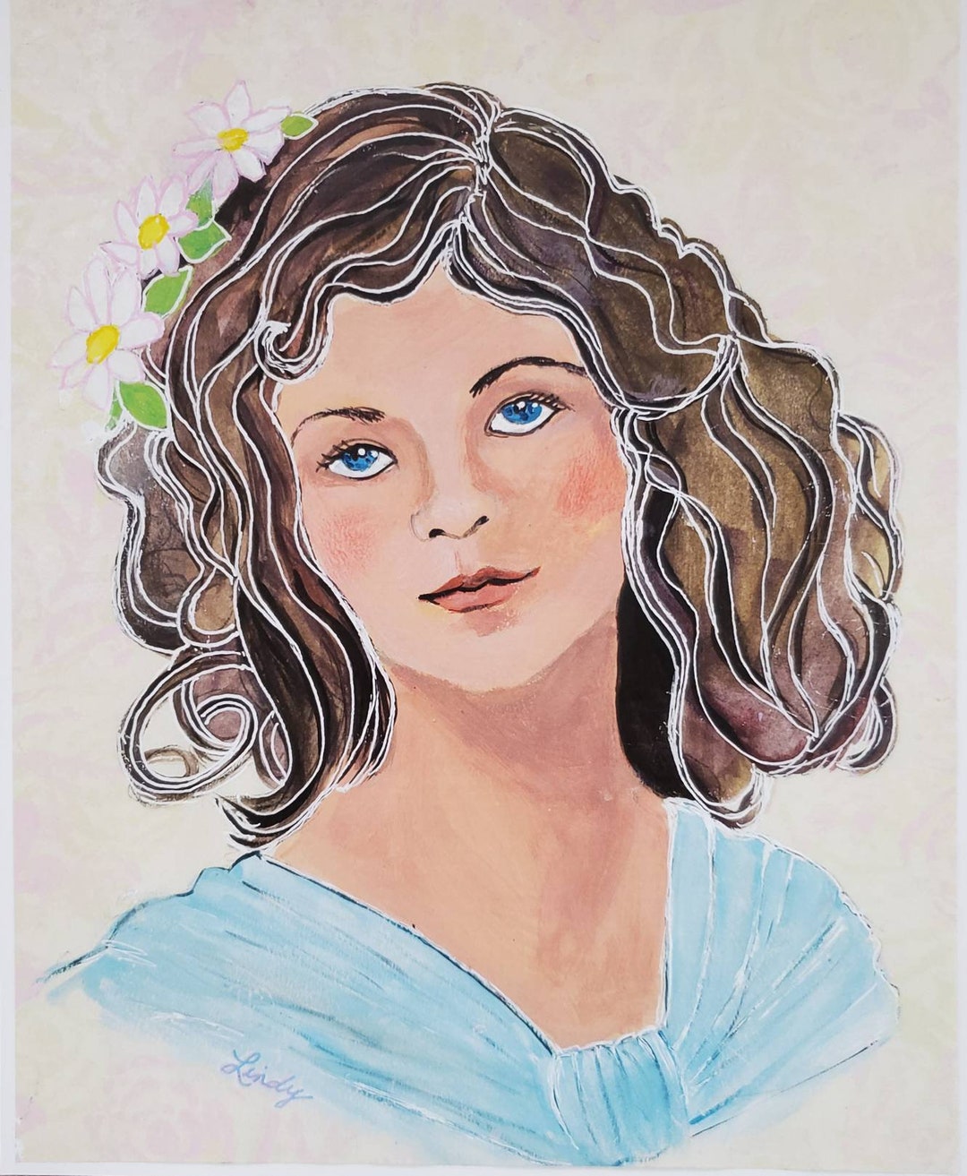 Art PRINT, Daisy Portrait, Artiists Print, of Original Painting, She ...
