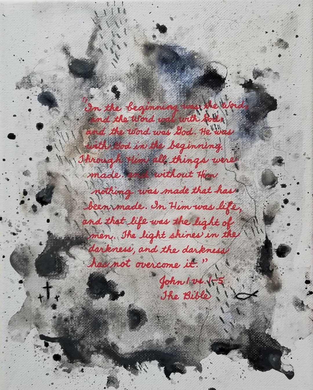 Scripture Art Painting: Mixed Media Canvas, Christian Faith, Wall Decor ...