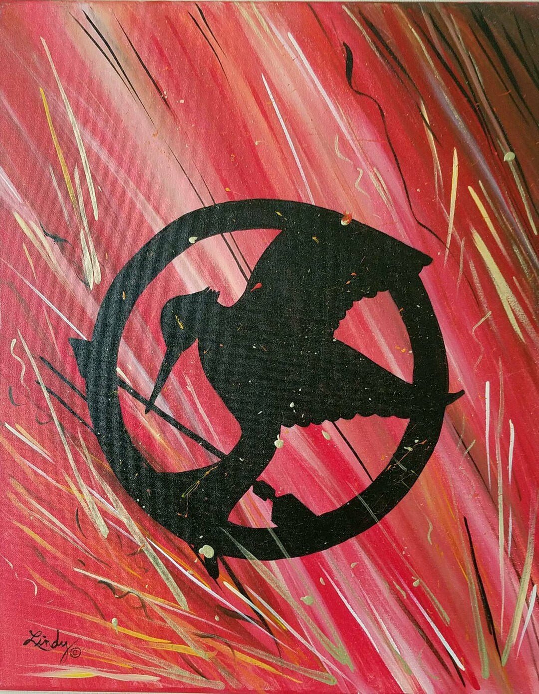 Mockingjay, Art Painting, Acrylic Canvas, Katniss Peeta, Hunger Games ...
